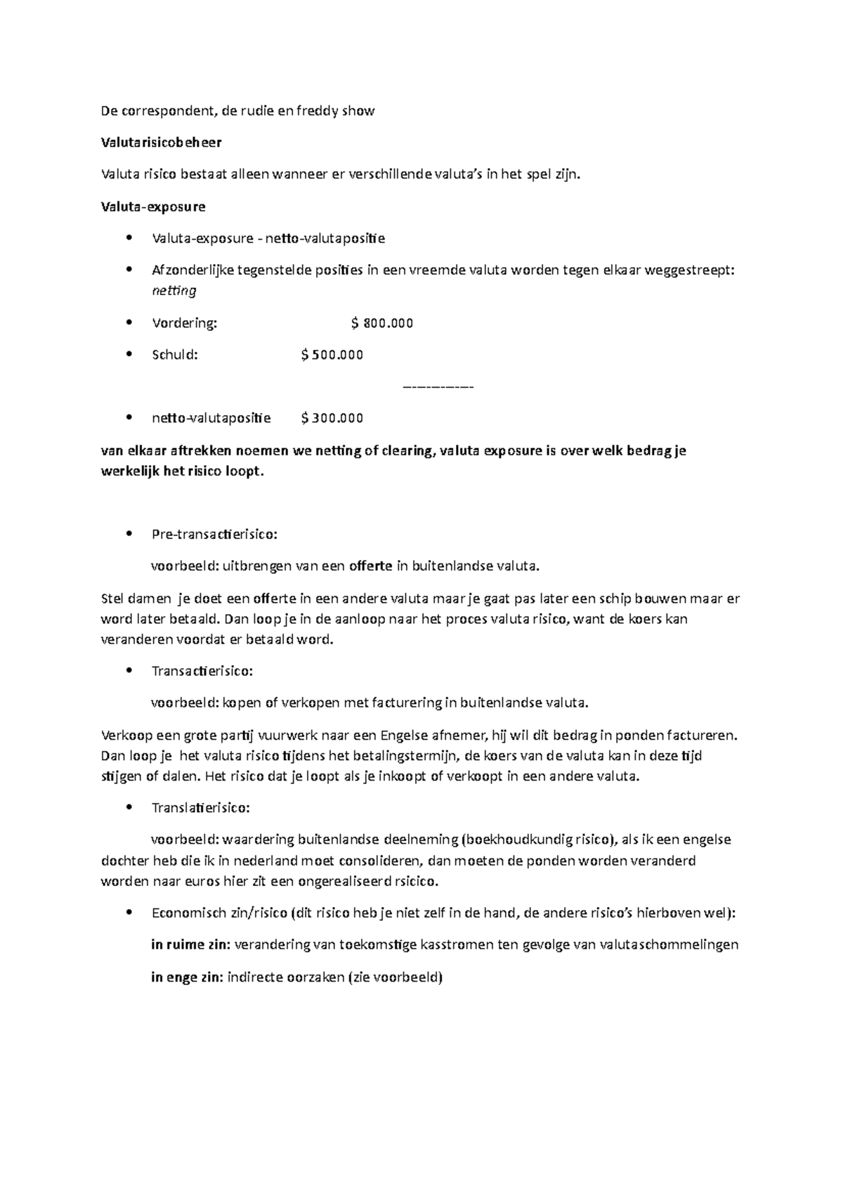 Hoofdstuk 4: Beheer van Valutarisico in Financiële Processen - Studeersnel