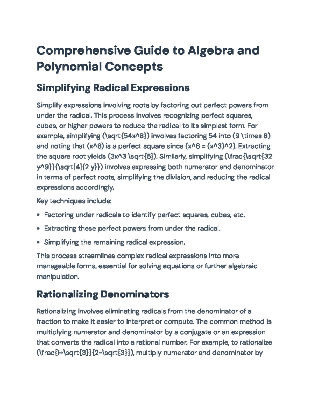 Comprehensive Guide to Algebra (MATH 101): Simplifying Expressions & Techniques - Studocu