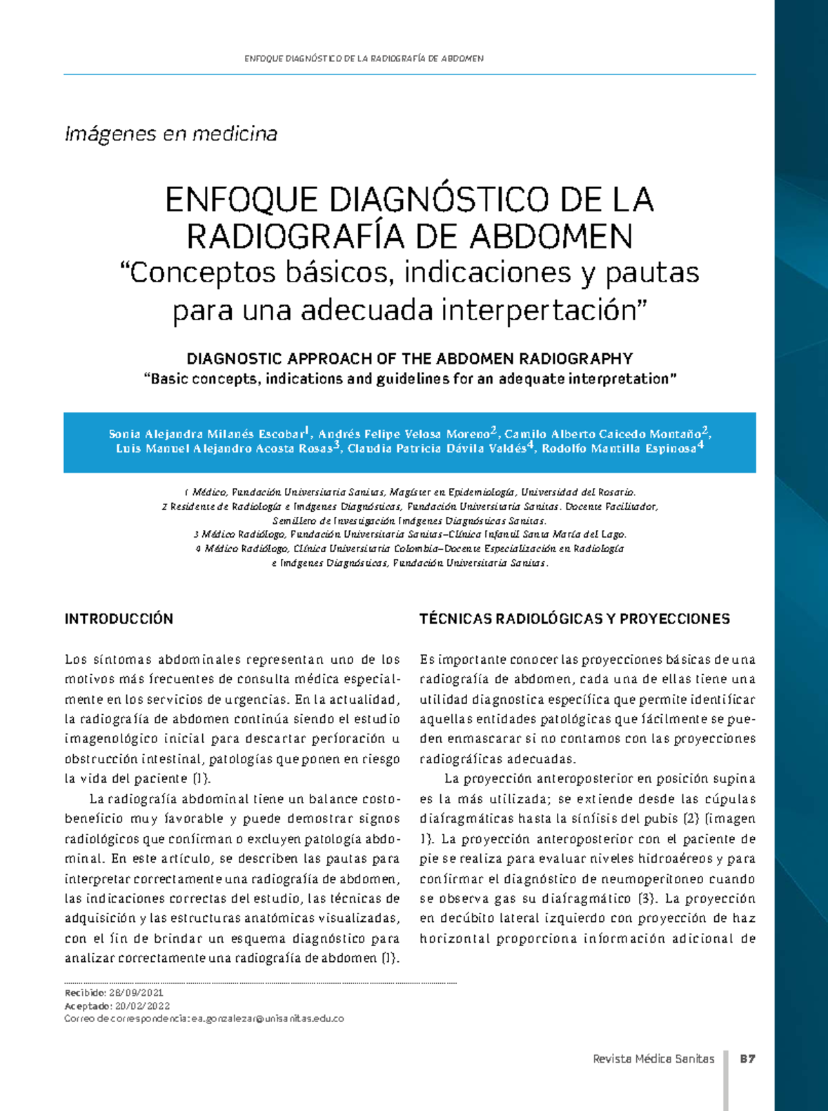 Hallazgos radiológicos en patología abdominal - Revista Médica Sanitas ...