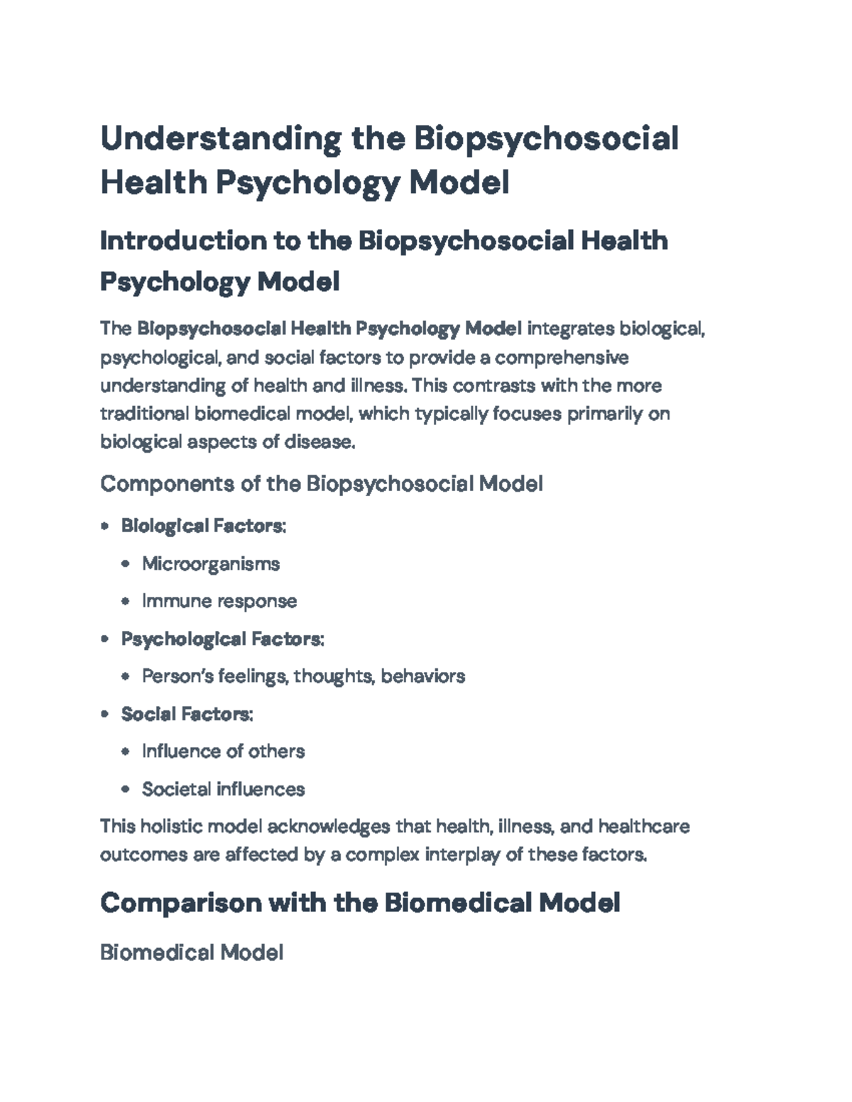 Biopsychosocial Health Psychology Model: A Comprehensive Overview ...