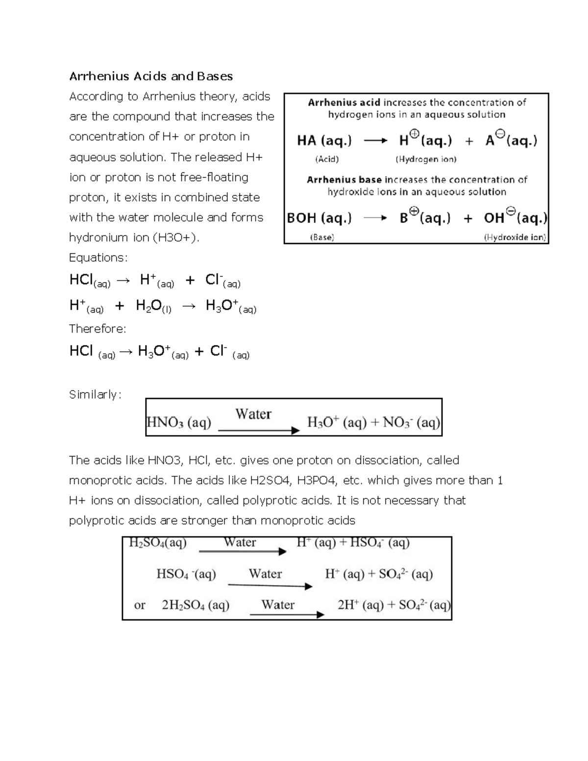 2.0 Acid Base Theories - read it - Arrhenius Acids and Bases According ...
