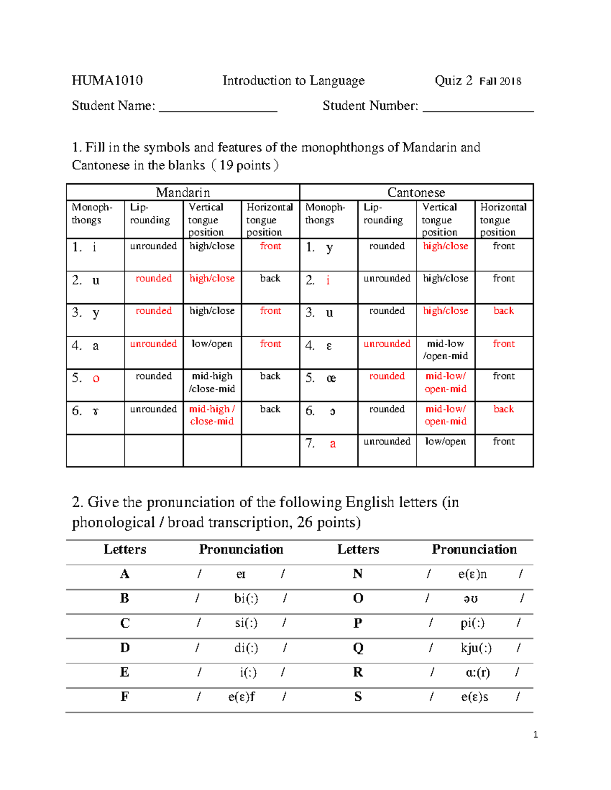 Quiz 2: Vowels & English Letter Analysis - HUMA1010 - Studocu