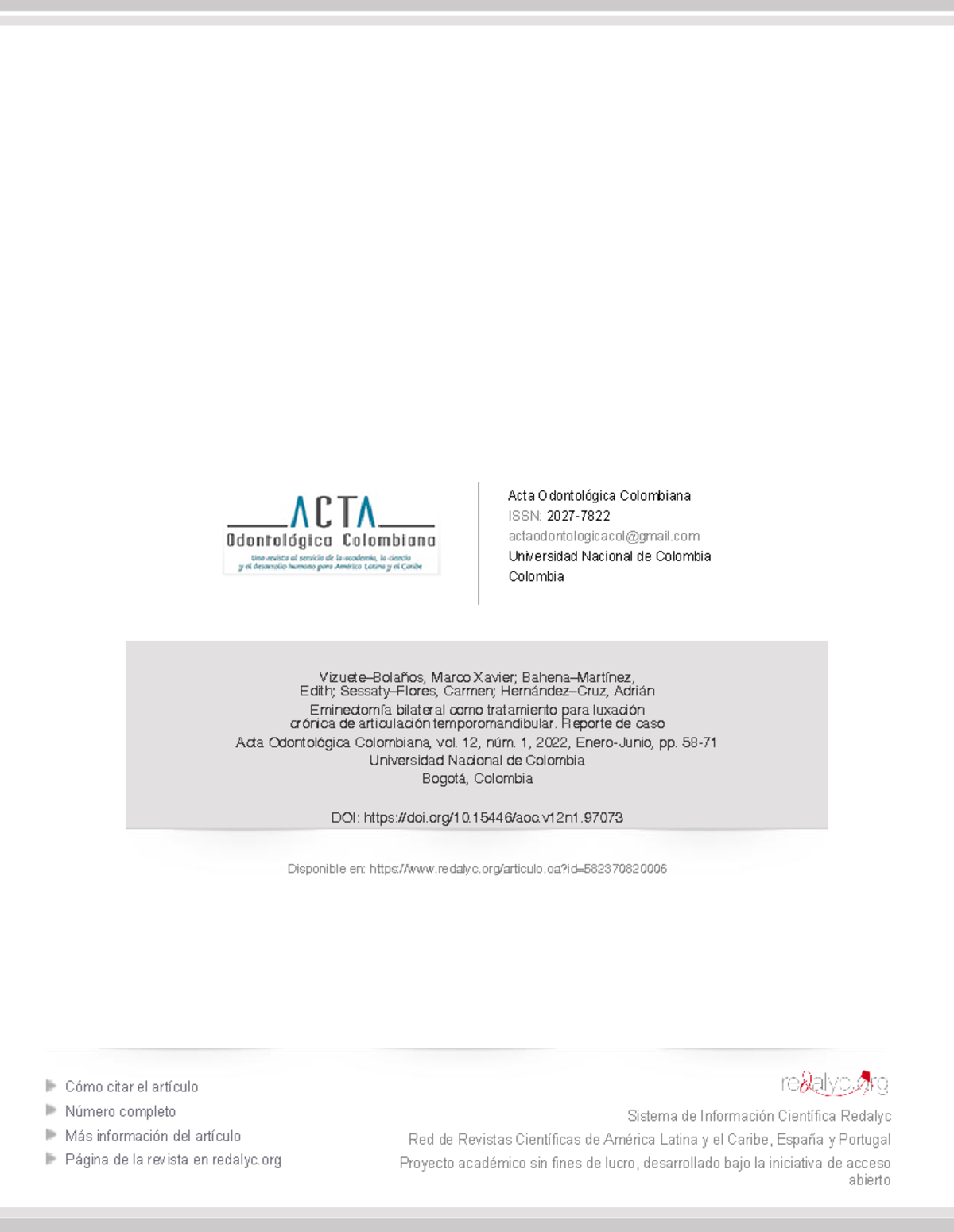 Reporte de Caso: Eminectomía Bilateral en Luxación Crónica de ATM - Studocu