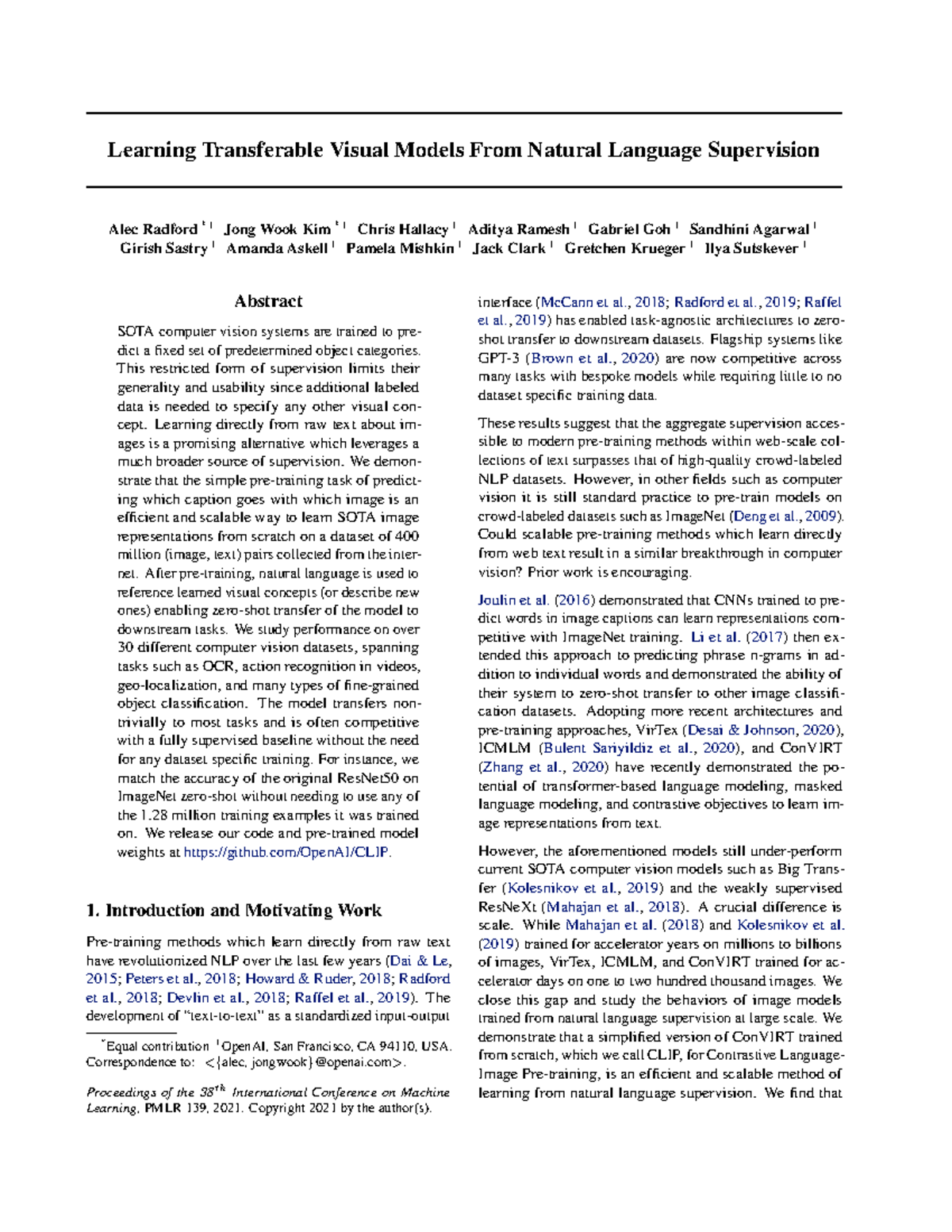 Learning Transferable Visual Models from Natural Language Supervision ...