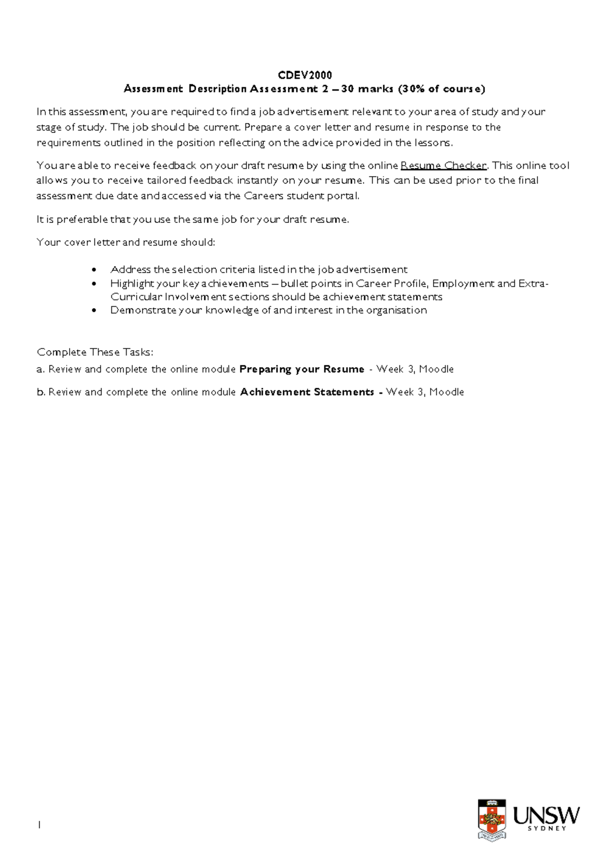 CDEV2000 Job Application Assessment Description - CDEV Assessment ...