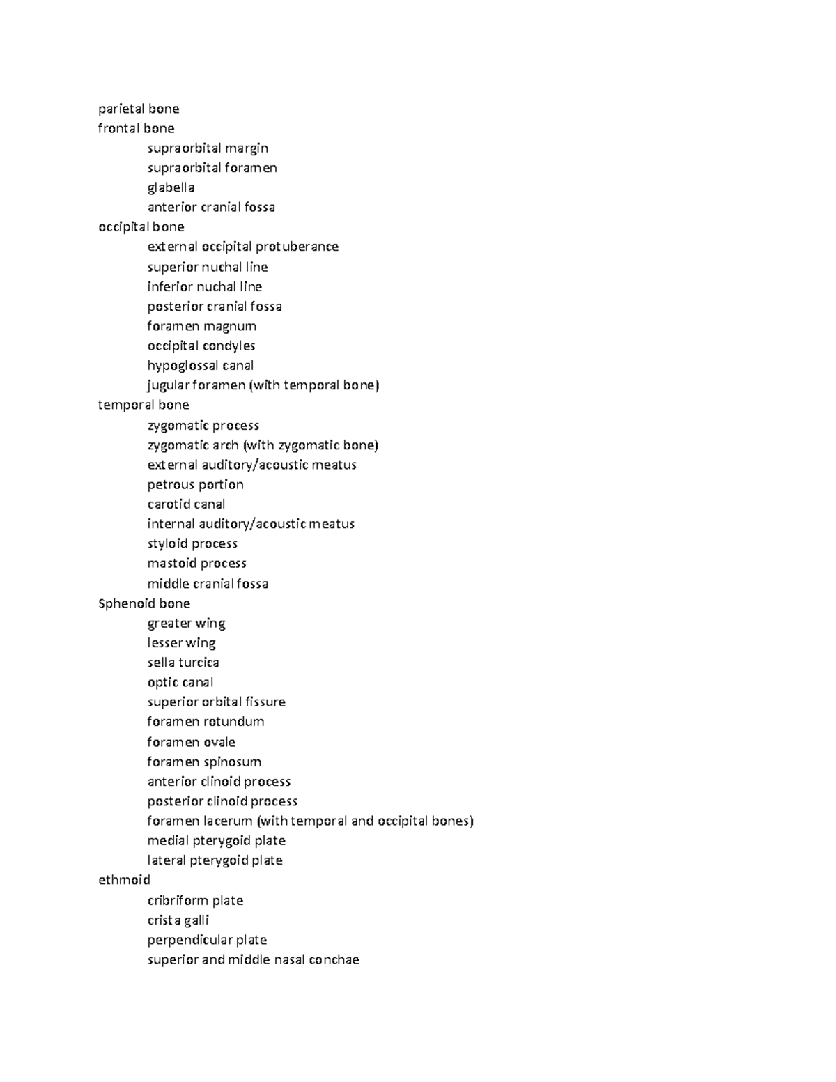 Bones and Bone Markings Study Guide - ANAT 101 - Studocu