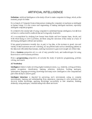 AI unit 1 handwritten notes - Artificial Intelligence - Studocu