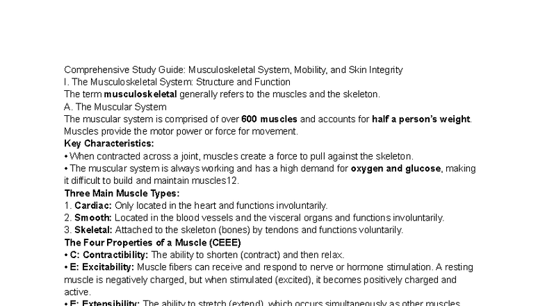 Fundamentals Exam 5 Study Guide Integumentary Musculoskeletal