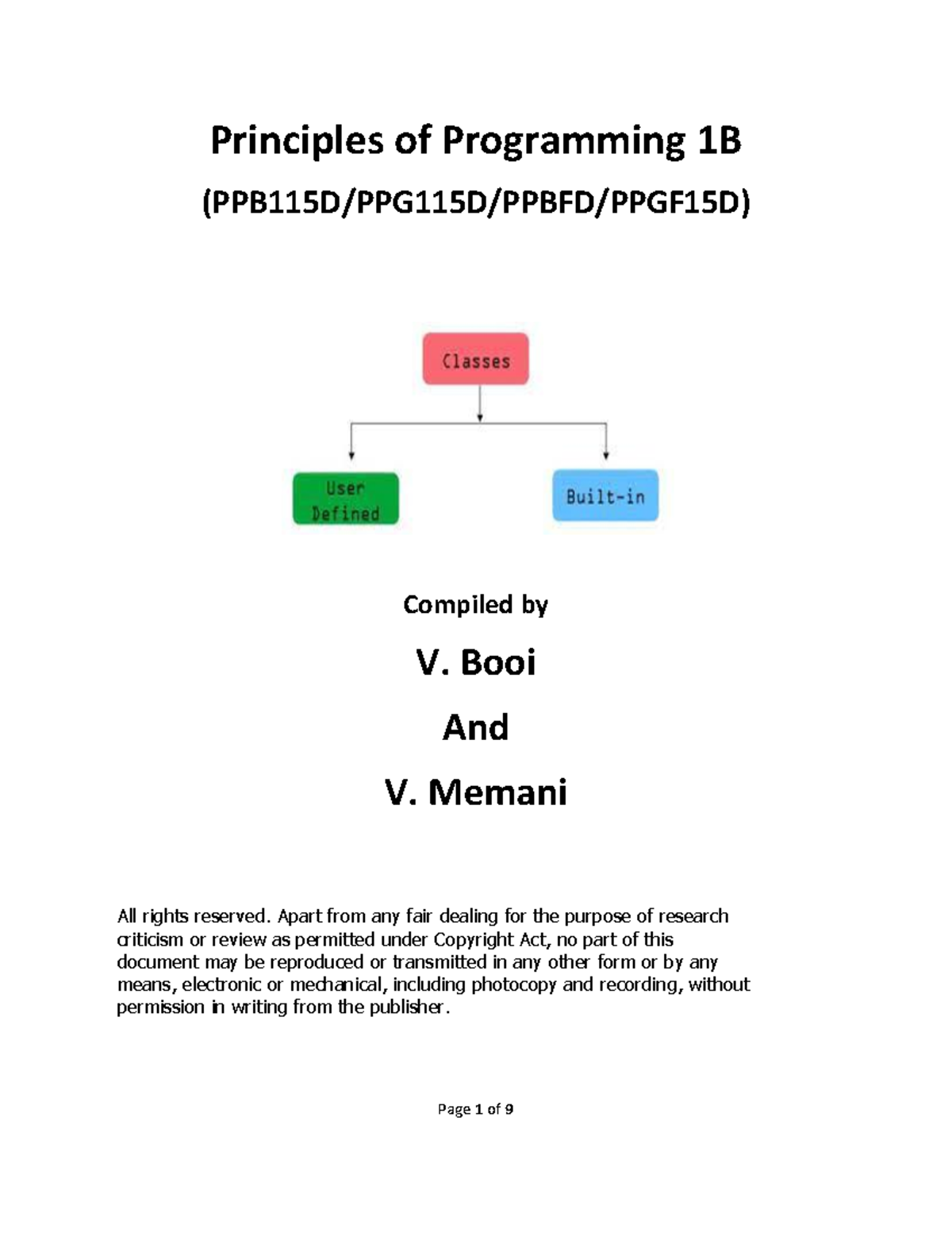 Principles of Programming 1B: Classes and Objects Overview - Studocu