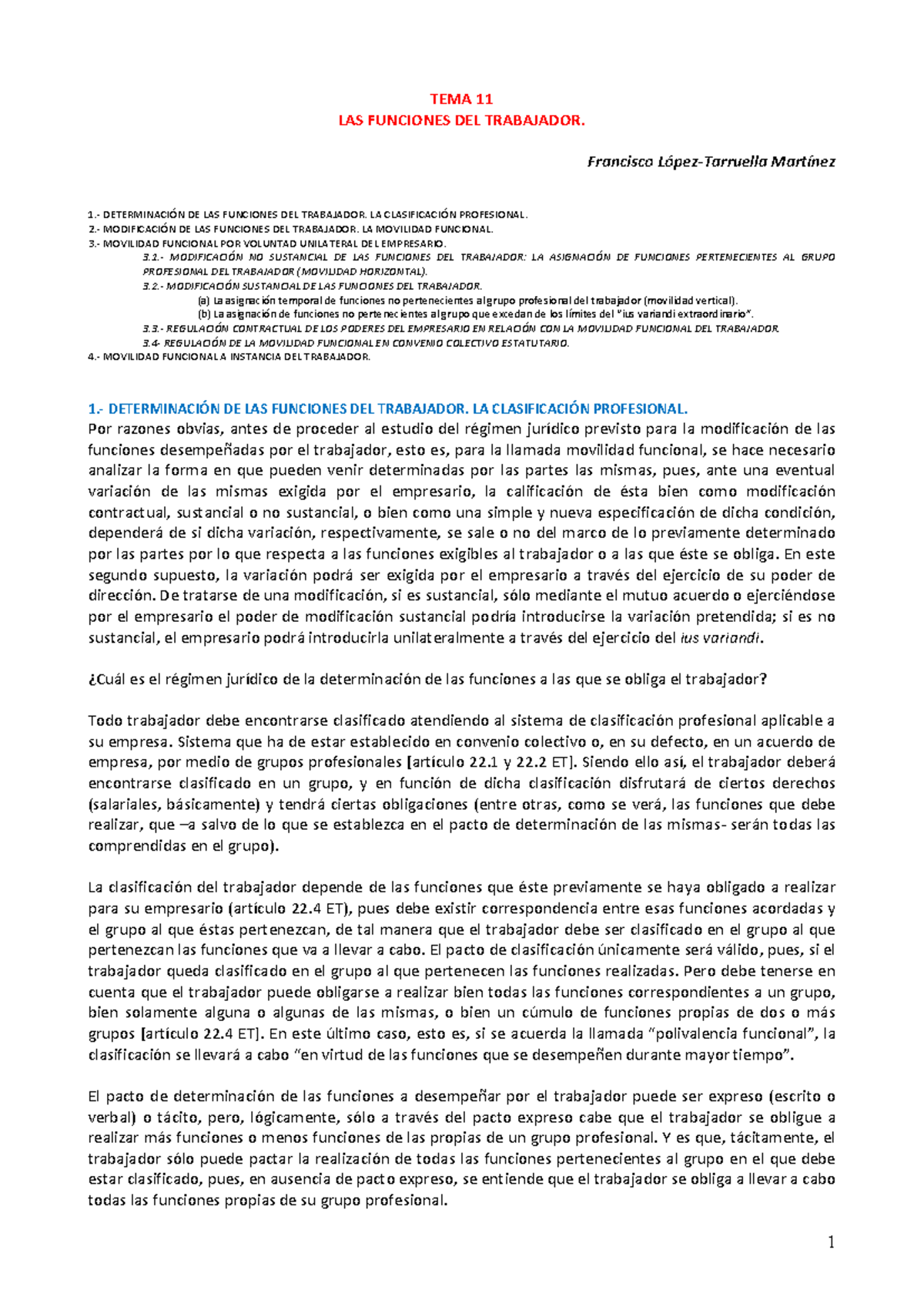 Tema 11: Funciones y Movilidad del Trabajador en el Derecho Laboral ...