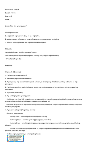 Unpacking-2 - Filipino 7 unpacking from MELCS - Department of Education ...