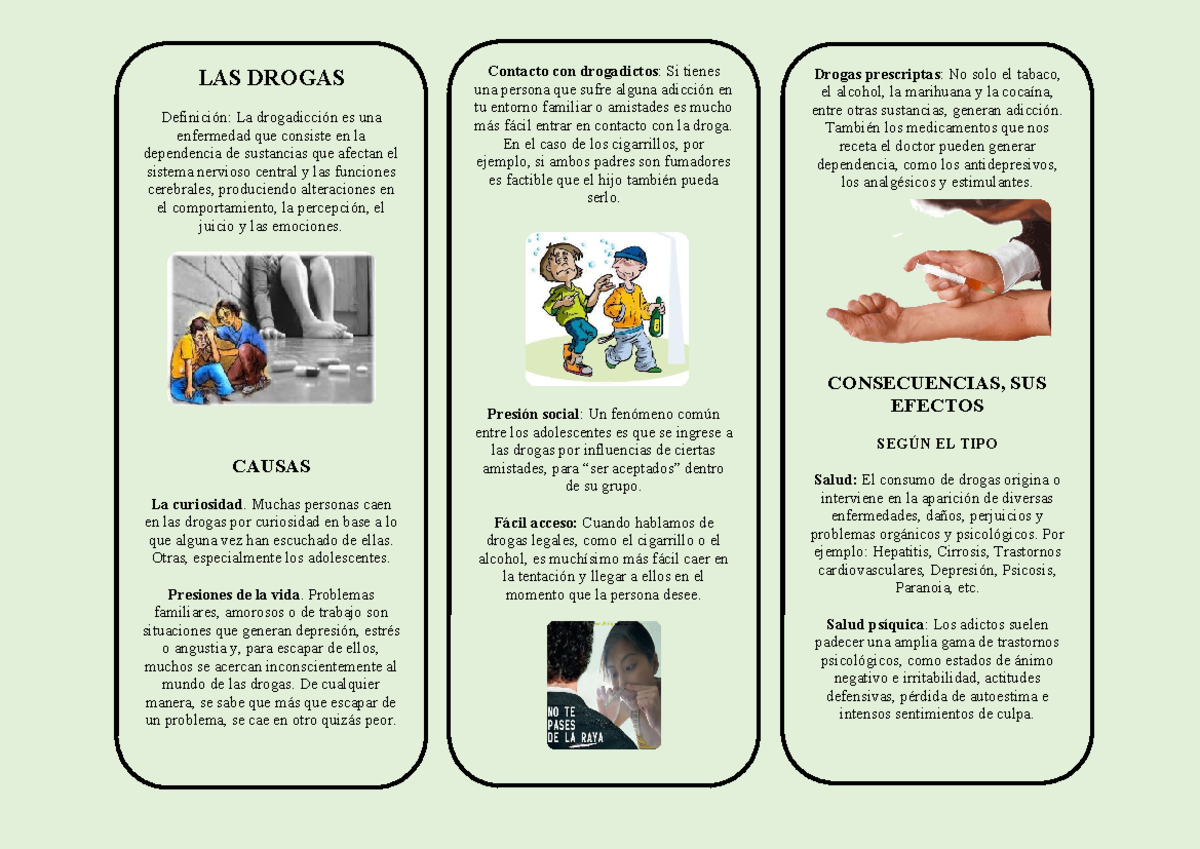 Triptico sobre las Drogas: Definición, Causas y Efectos - Studocu