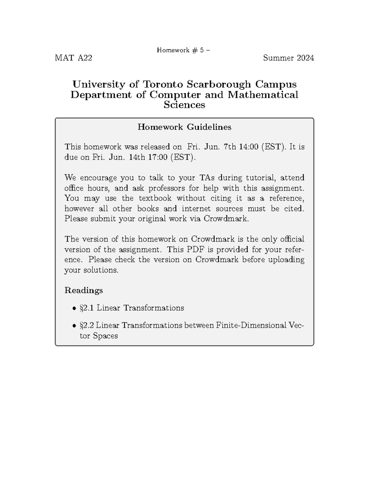 Mat A22 Homework 05 Linear Transformations And Properties Analysis