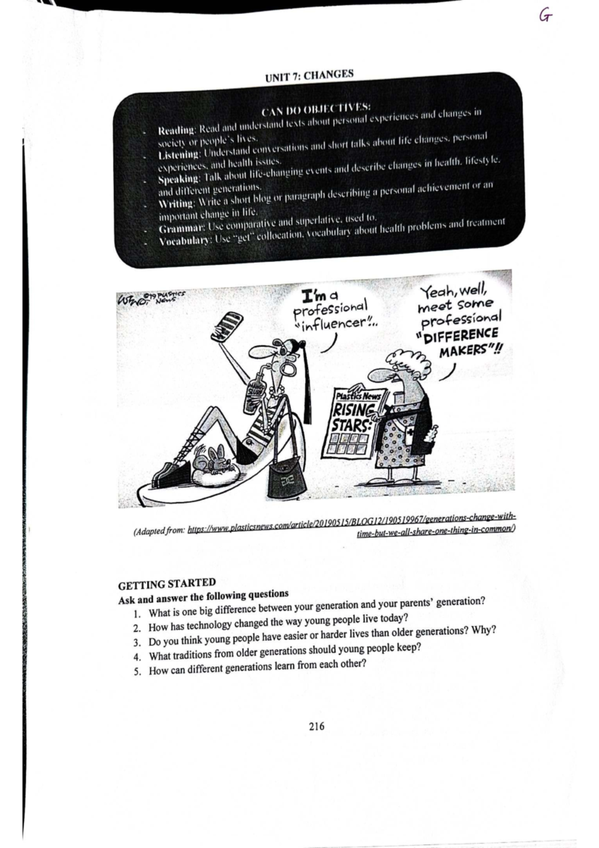 Unit 7: Changes in Life - Reading, Listening, Speaking, and Grammar ...