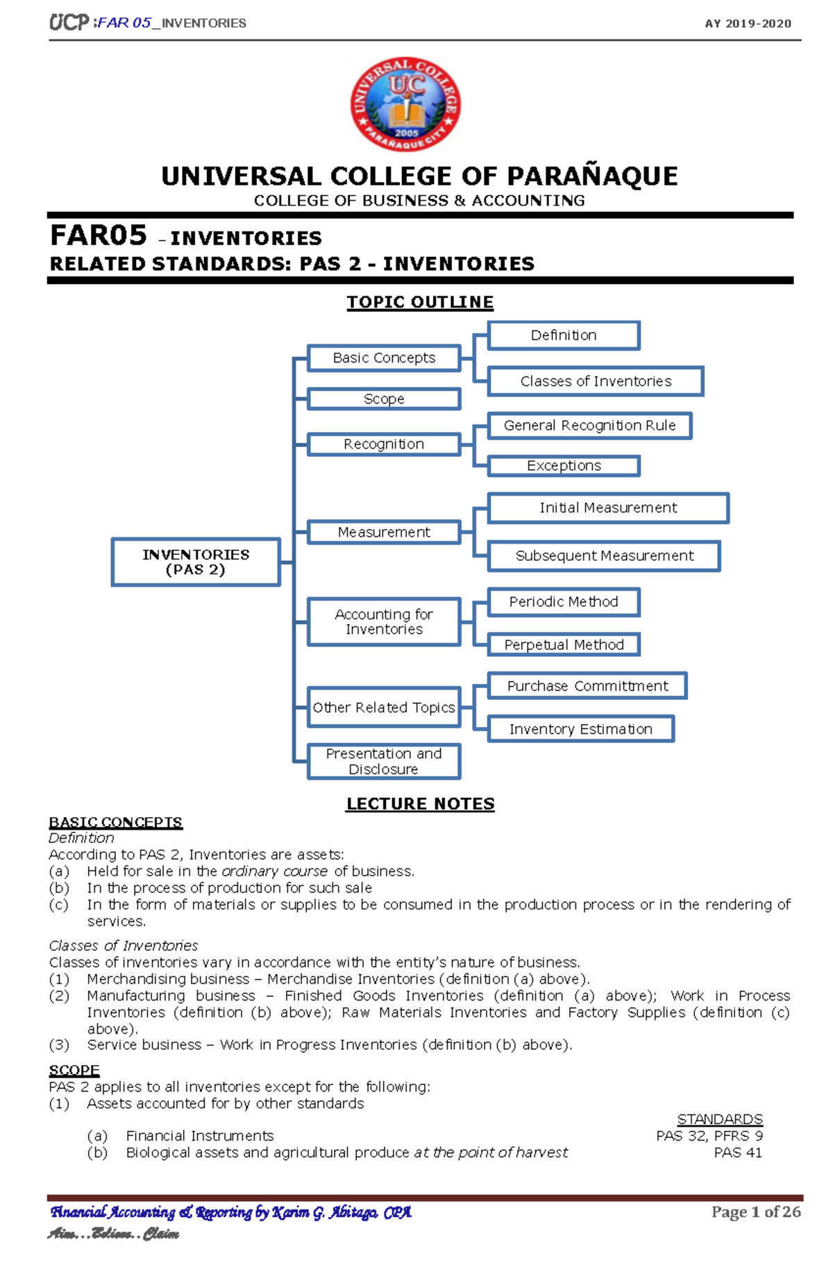 FAR05 - Inventories: Comprehensive Lecture Notes on PAS 2 Standards ...