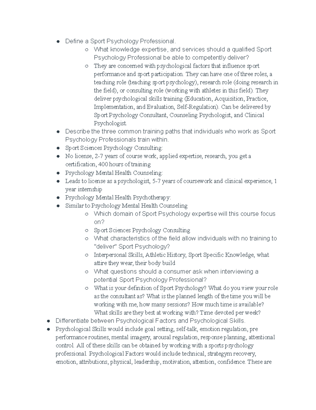 Study Guide: Intro to Sport Psychology - APK5404 - Studocu