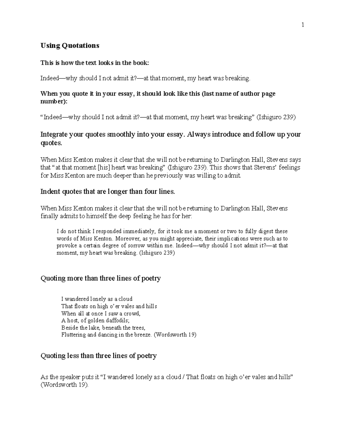 1 Using Quotations: A Comprehensive Review Checklist for Essays - Studocu