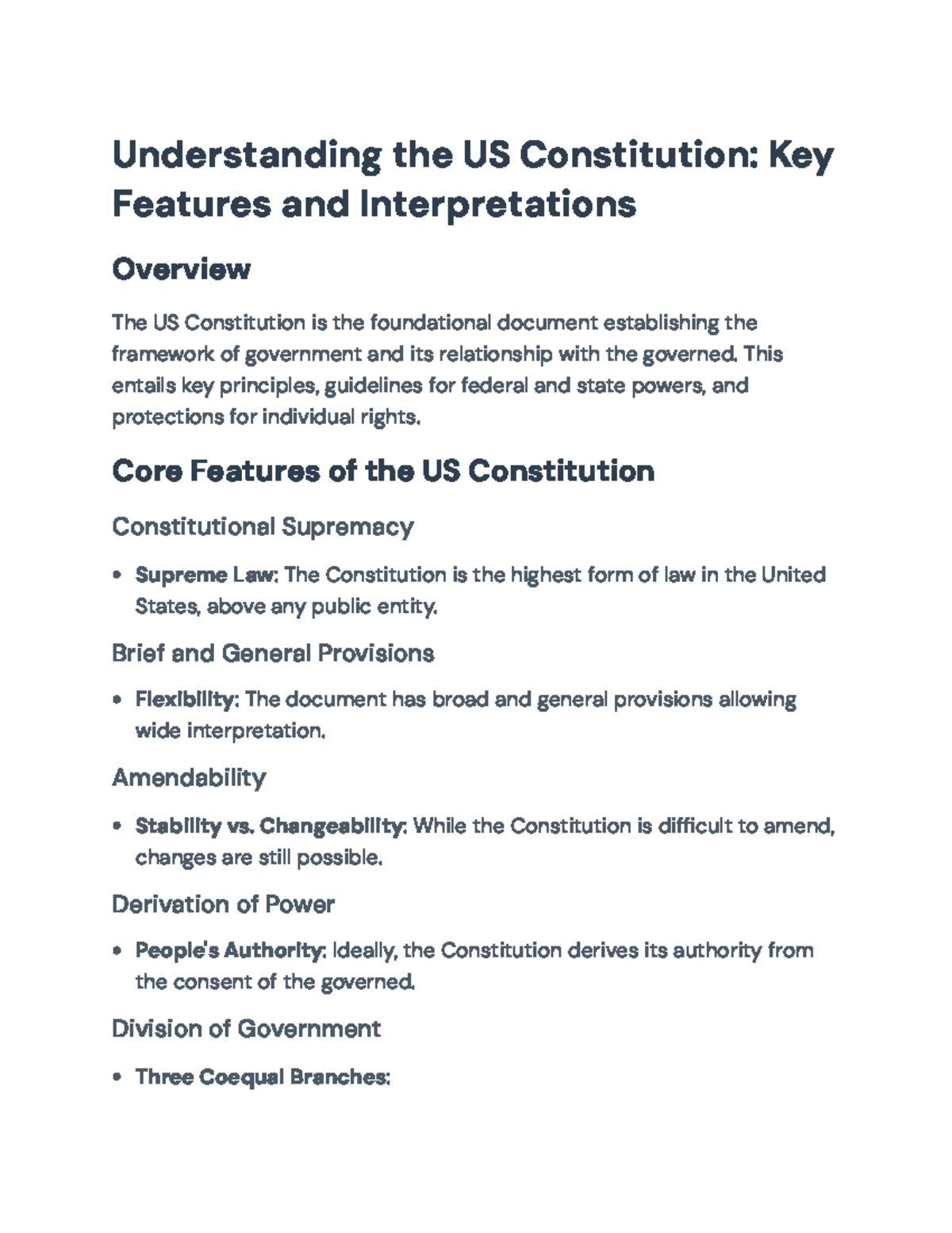 Understanding the US Constitution: Key Features and Interpretations ...