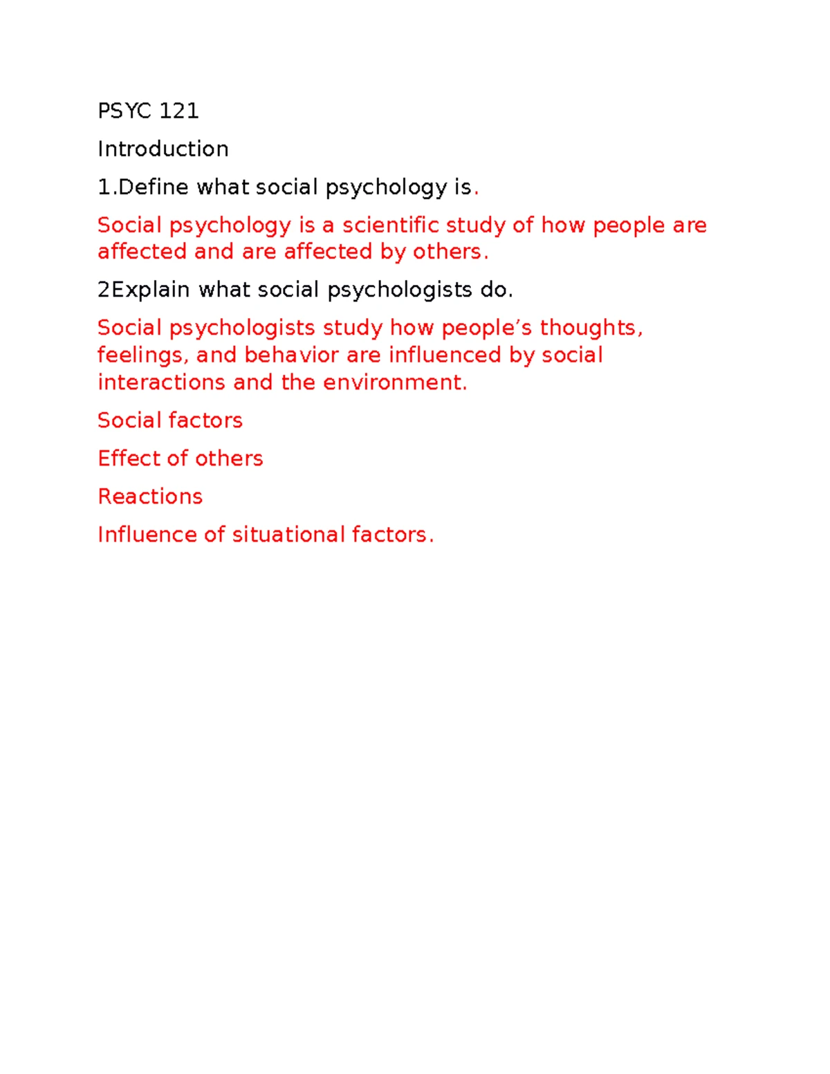 PSYC 121 Study Unit 1.1 - Study Unit 1 – Social Psychology and the ...