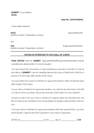 Rule 36(9)(a) - This document is an example of a notice drafted in ...