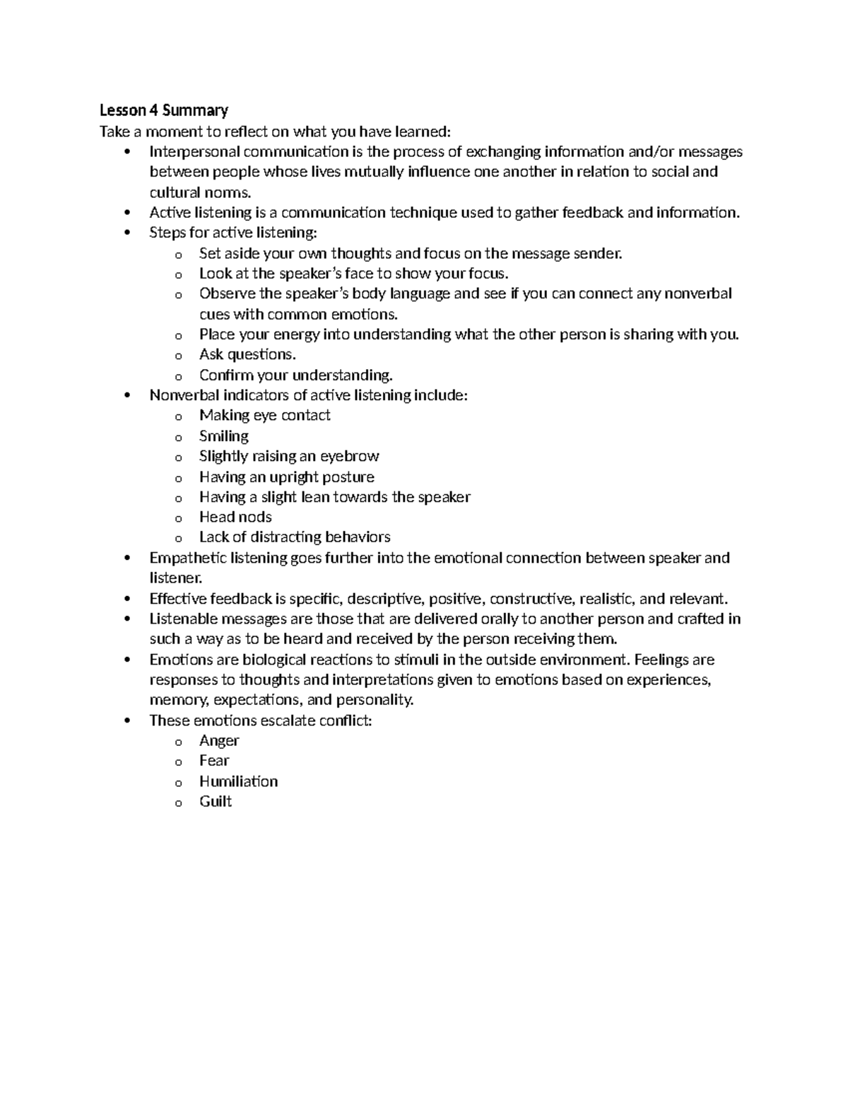 Lesson 4 Summary: Key Concepts in Interpersonal Communication - Studocu