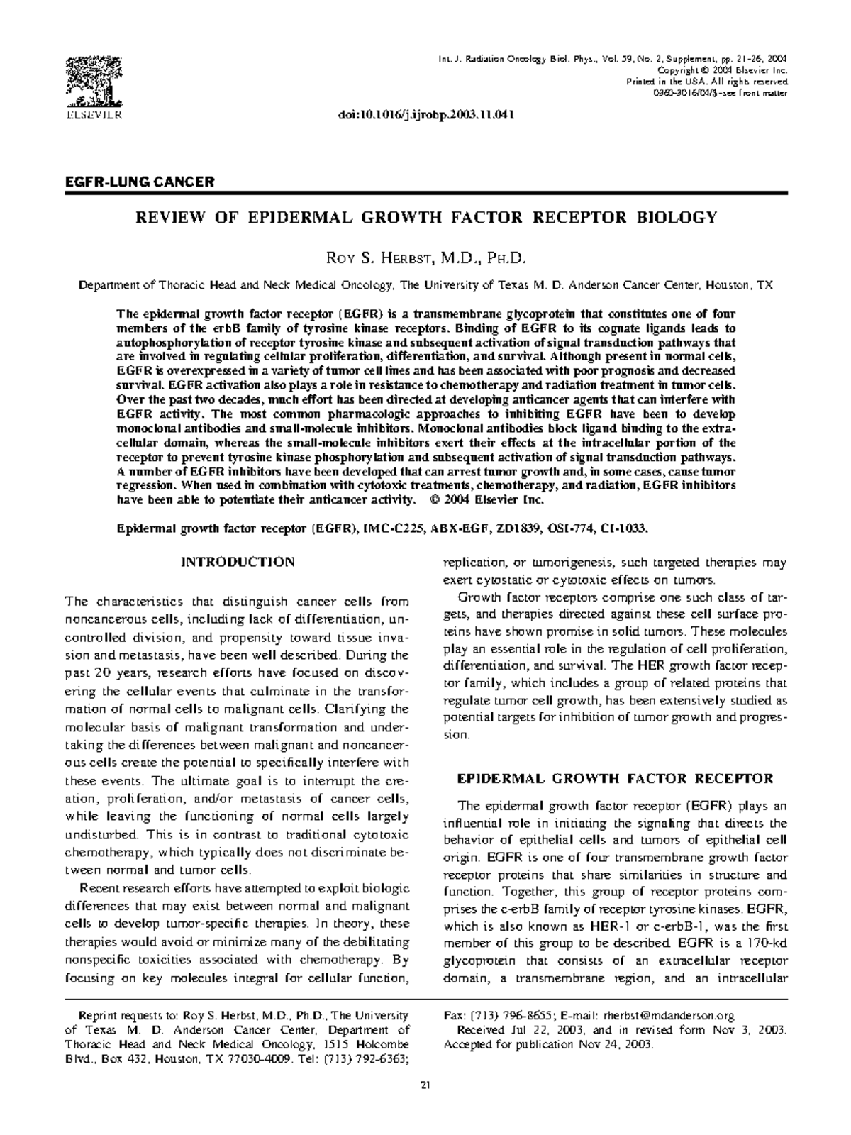 EGFR Biology Review: Insights and Implications for Cancer Therapy - Studocu