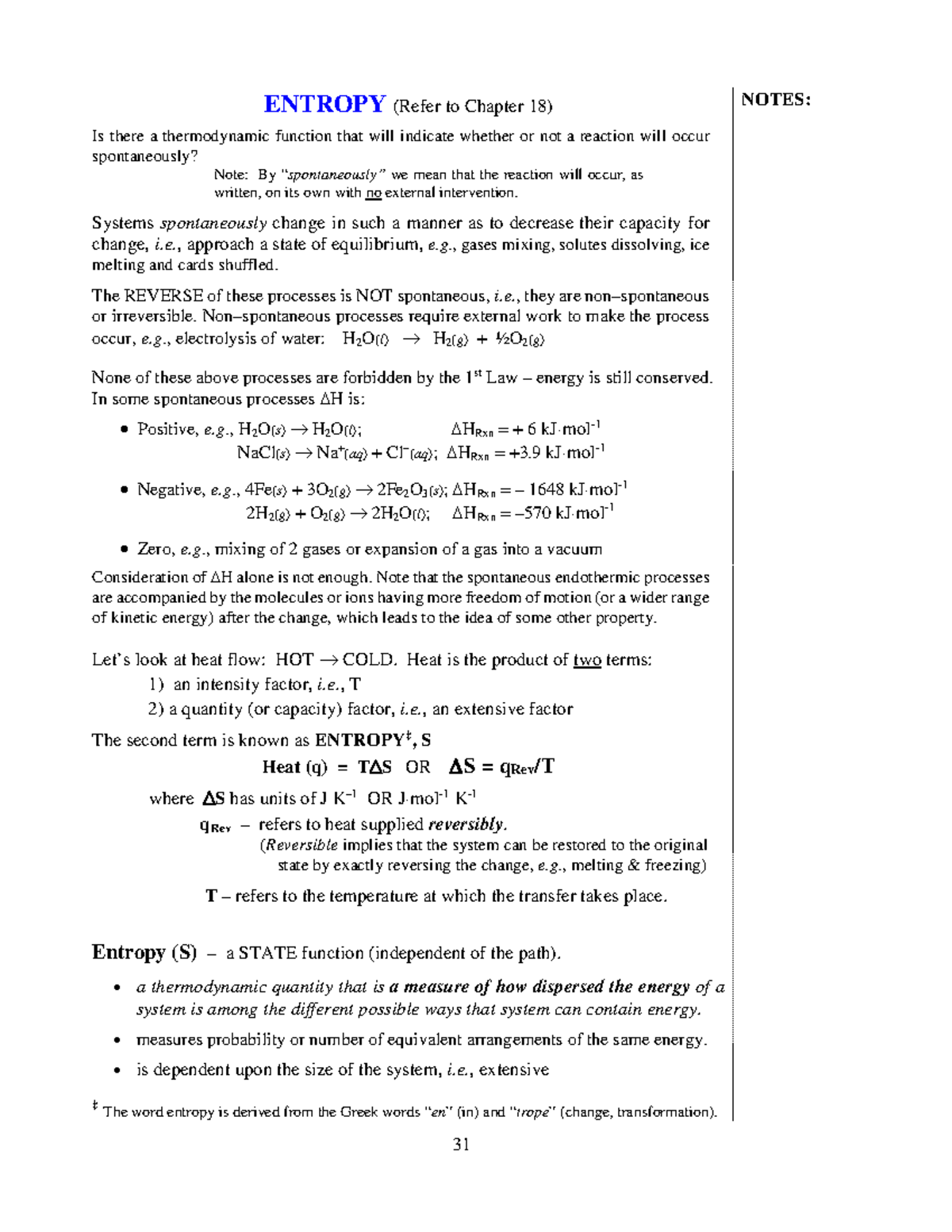Thermodynamics W23 - Chapter 18: Understanding Entropy and Spontaneity ...