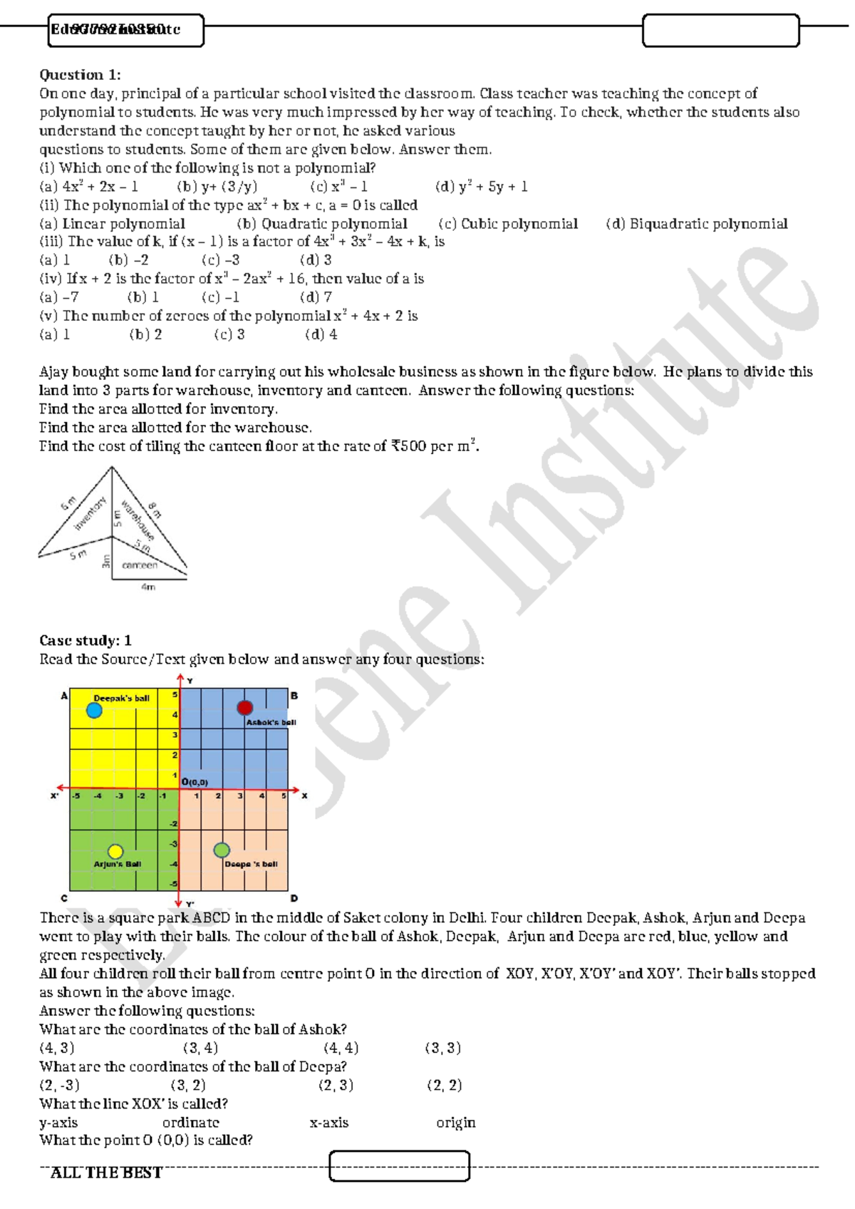 Case Study 9: Analyzing Polynomials and Geometry Concepts - Studocu