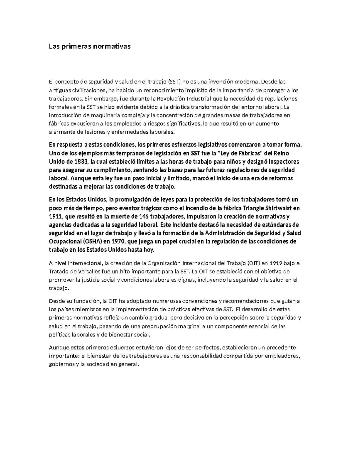 Legislación y Normativas de Seguridad y Salud en el Trabajo (SST) - Studocu