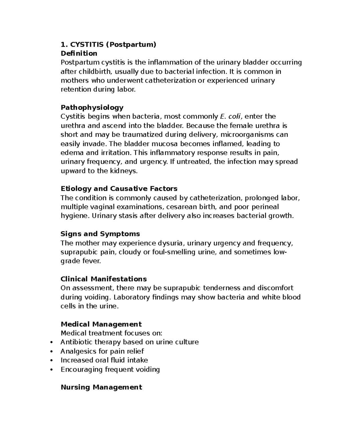CYSTITIS & HEMATOMA in Postpartum: Definitions & Nursing Management ...
