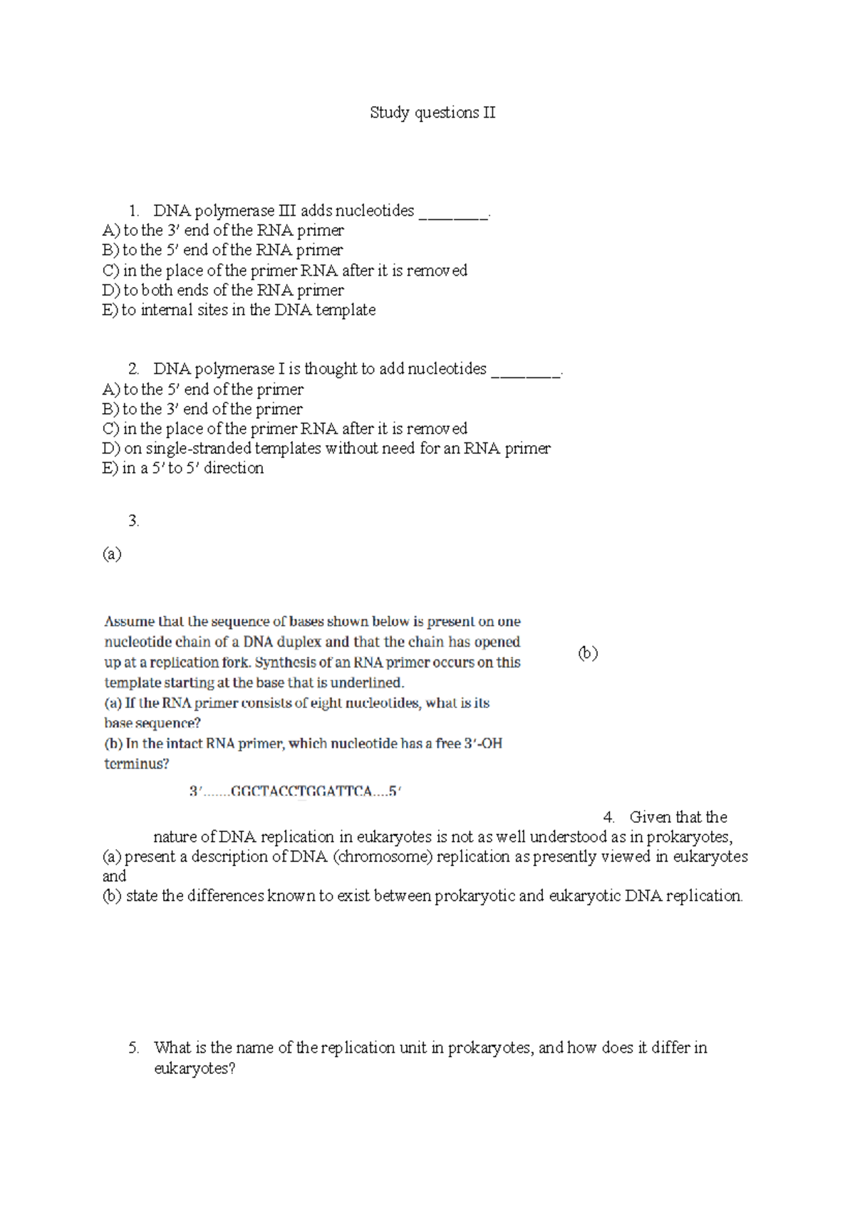 Study Questions II - DNA Replication and Gene Expression Concepts - Studocu