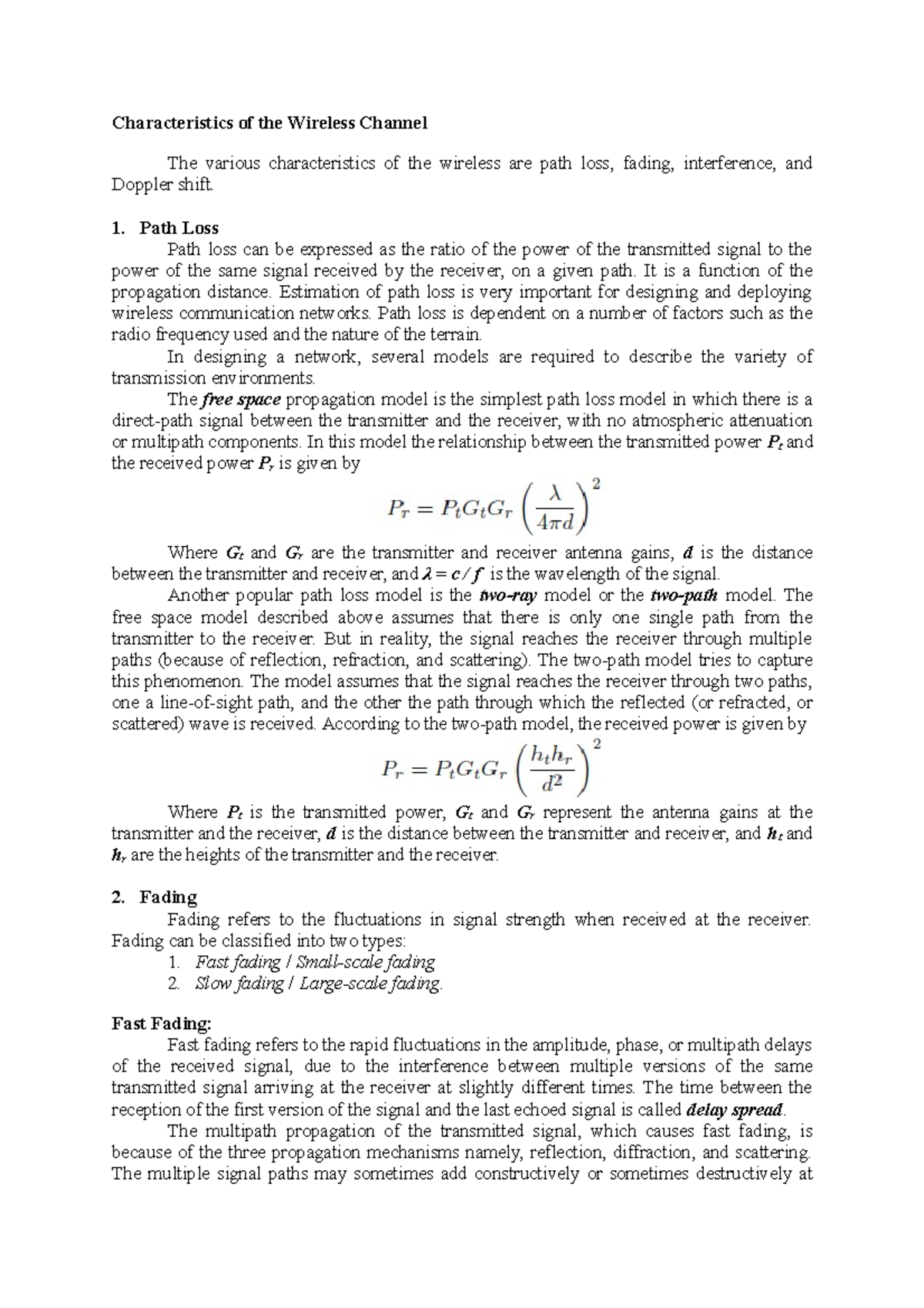 3 CWC - wireless adhoc networks - Characteristics of the Wireless ...