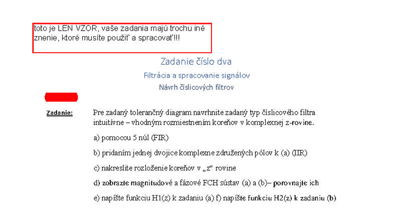 Vzor- Zadanie 2 FSS - fssi2 - Zadanie číslo dva Filtrácia a spracovanie ...