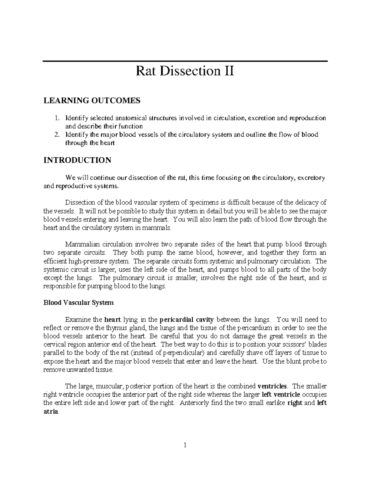 Rat Dissection II - Rat Dissection II LEARNING OUTCOMES Identify ...