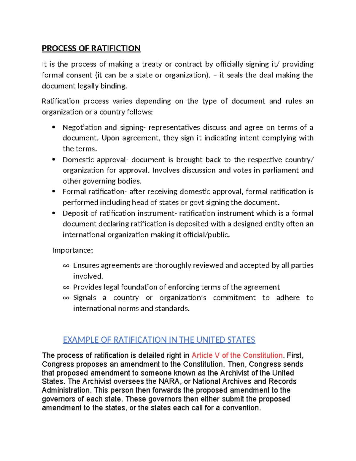 Process of Ratification: Steps and Importance Explained - Studocu