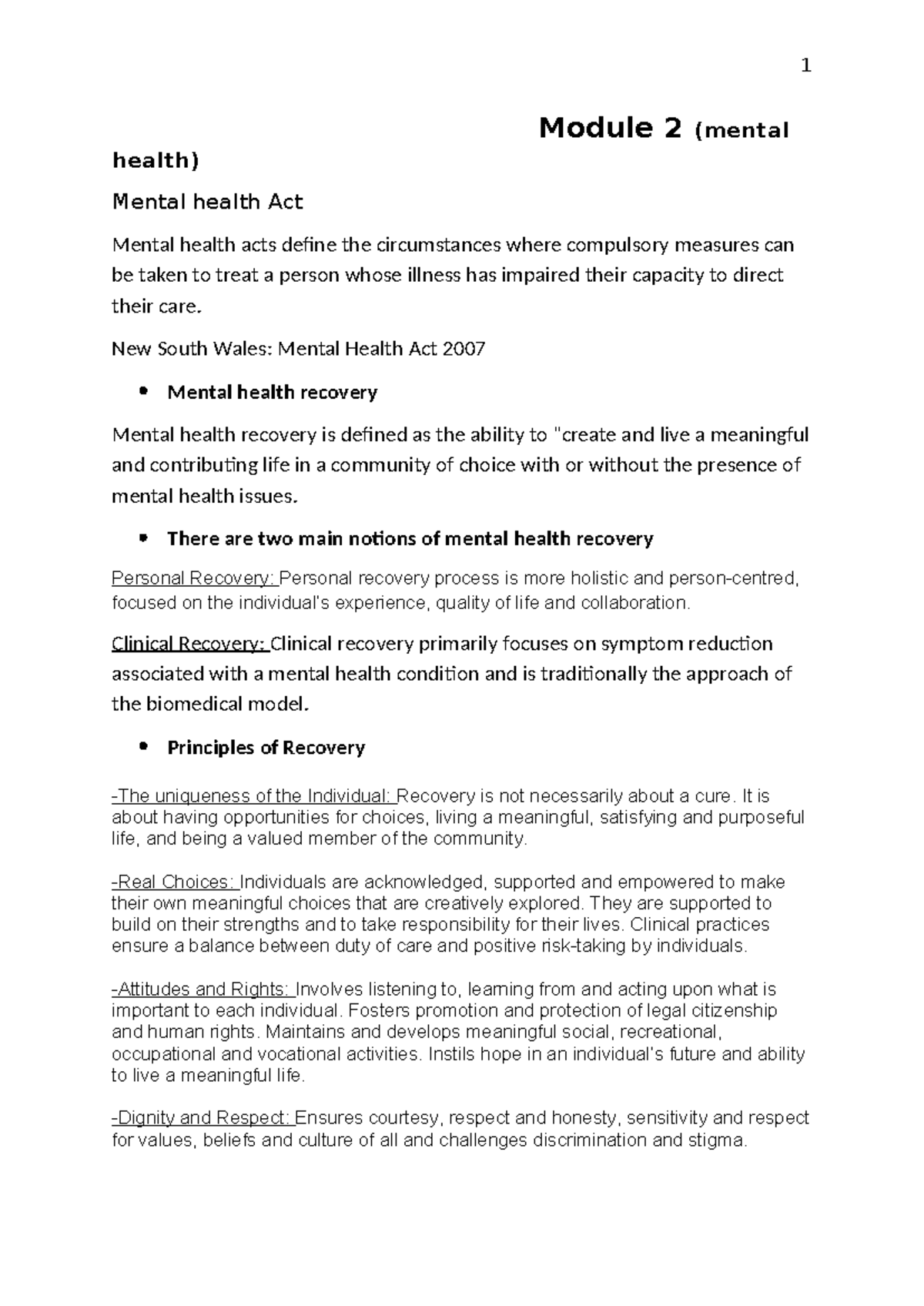 Module 2 - Mental Health Nursing Lecture Notes Summary - Studocu