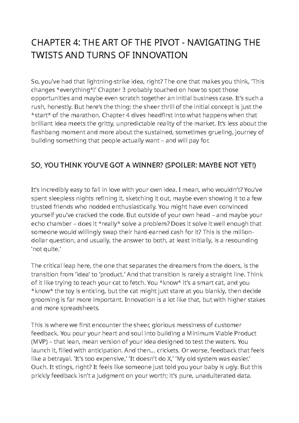 CHAPTER 4: THE ART OF THE PIVOT IN INNOVATION (COMP ENG 101) - Studocu