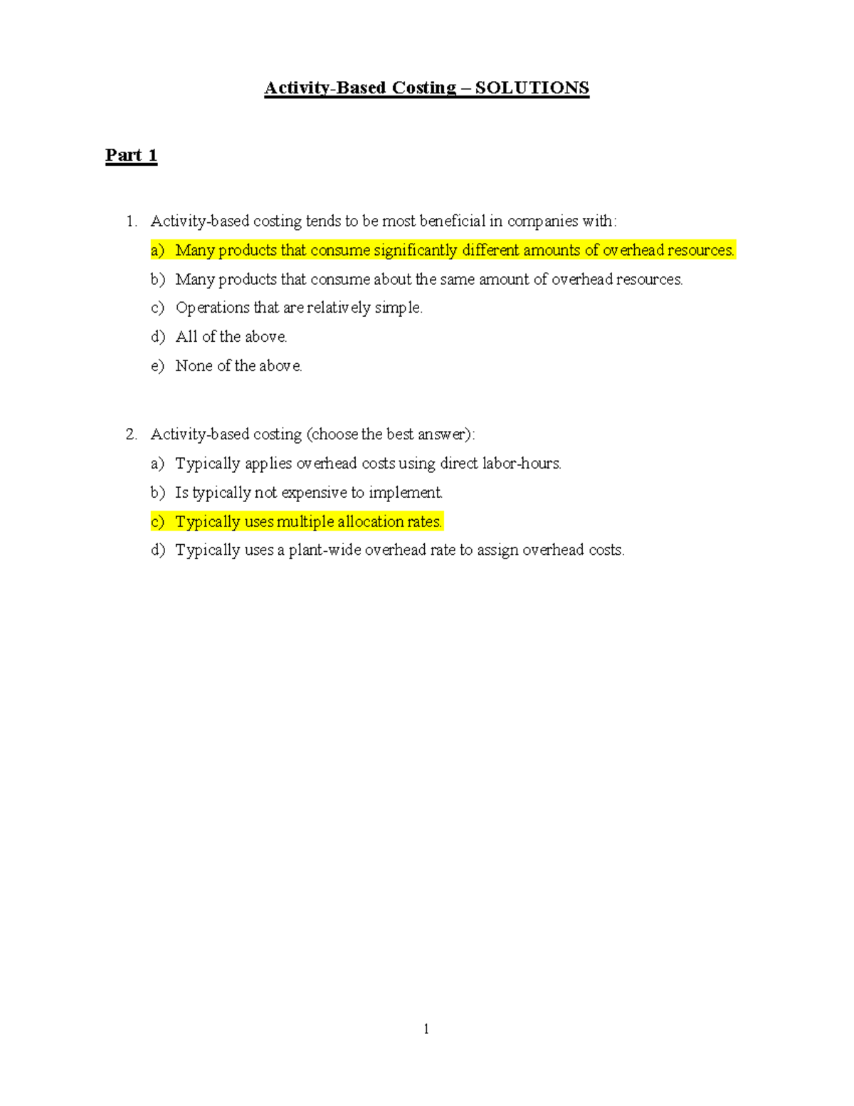 6 Activity-Based Costing Solutions - Activity-Based Costing – SOLUTIONS ...