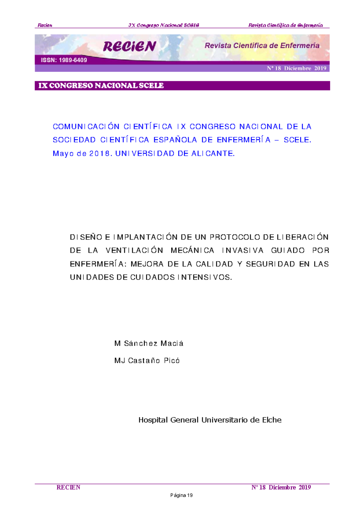 Protocolo de Liberación de Ventilación Mecánica Invasiva para UCI ...