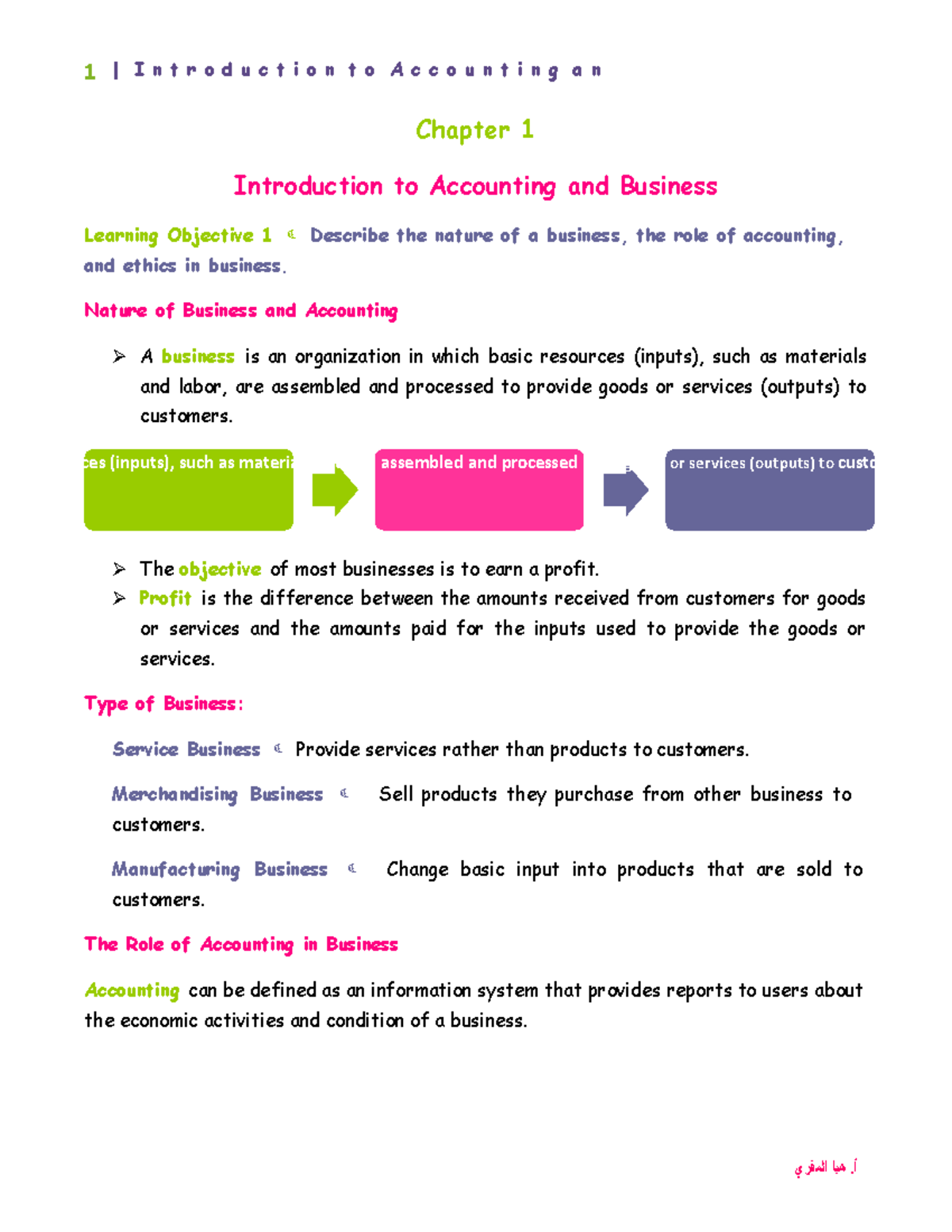 Chapter 1: Introduction to Accounting & Business (ACC101) - Studocu