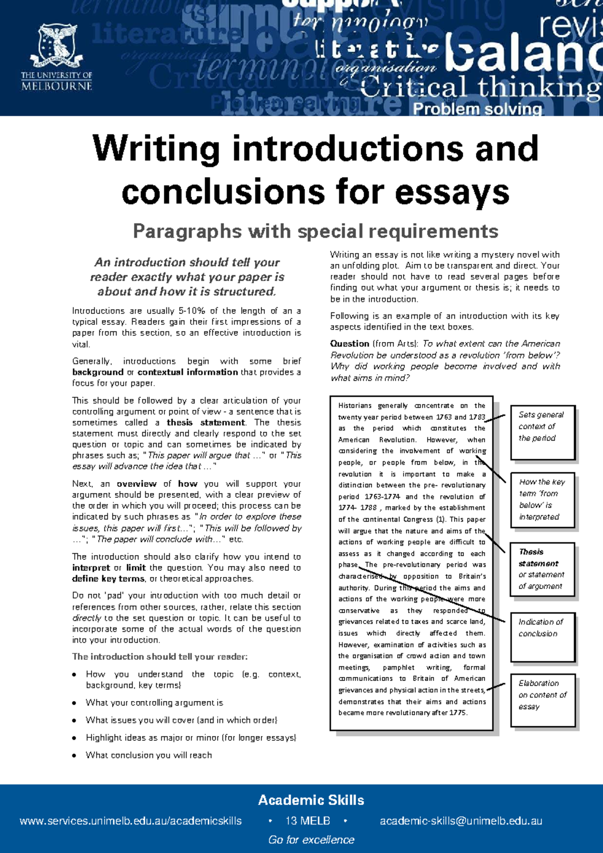 Academic Skills 13 MELB: Writing Effective Introductions & Conclusions ...