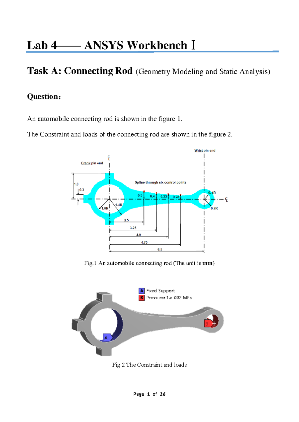 Lab 4- Ansys Workbench Ⅰ - Lab 4 —— ANSYS WorkbenchI Task A: Connecting ...