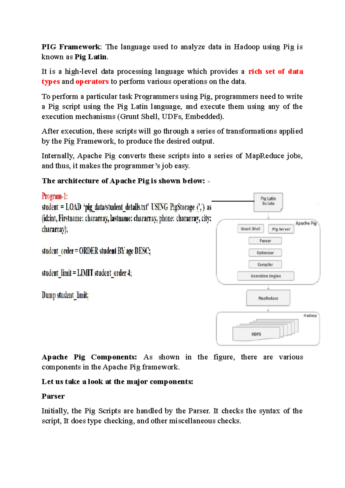 PIG 101: Understanding the PIG Framework and Pig Latin Basics - Studocu