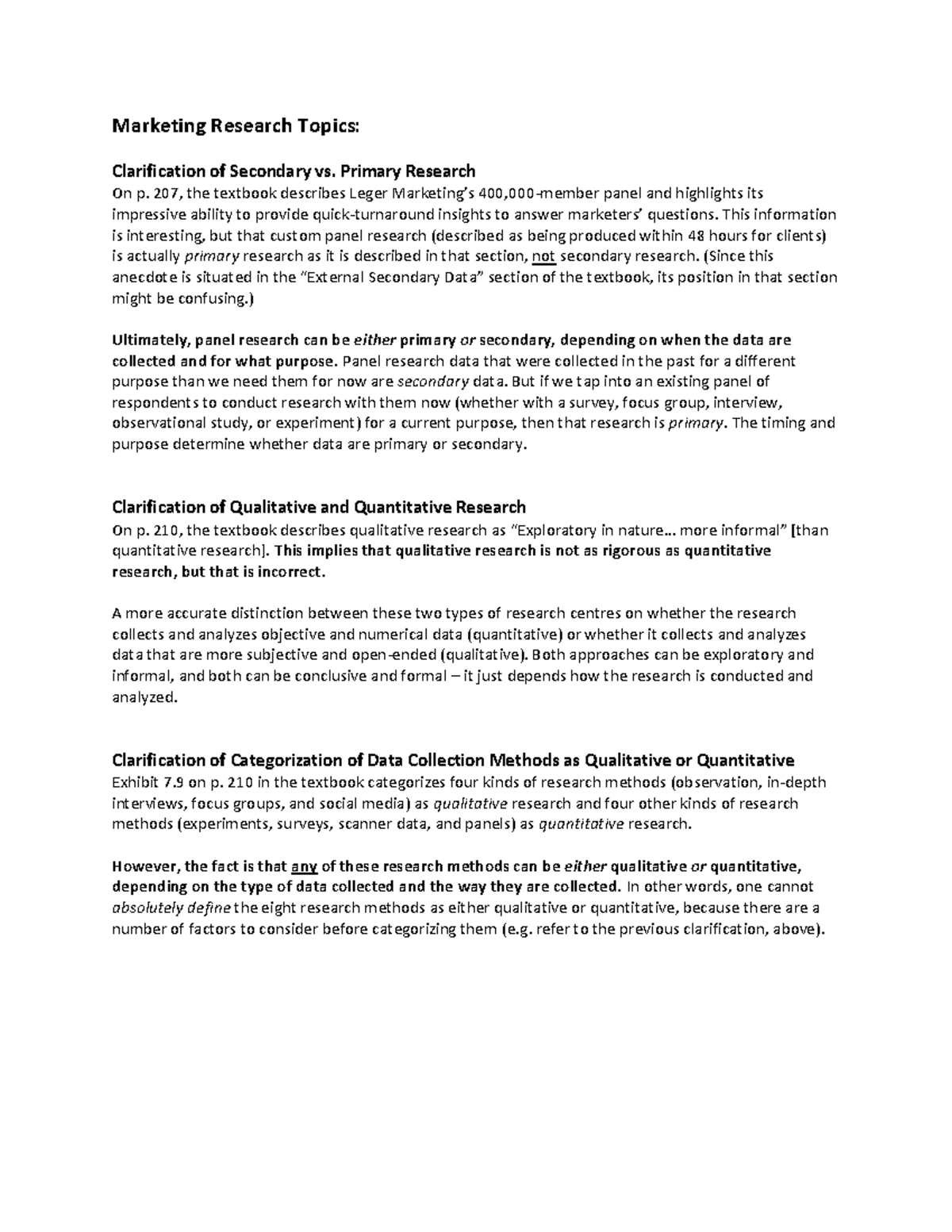 Clarification of Marketing Research Topics: Primary vs. Secondary ...