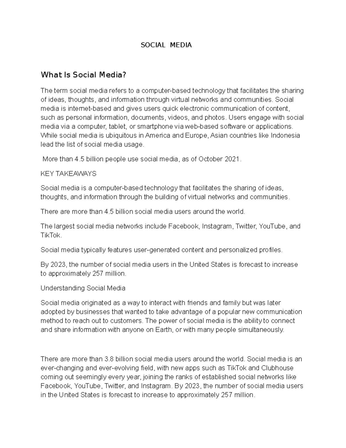 Social Media Insights - Overview and Types of Platforms - Studocu