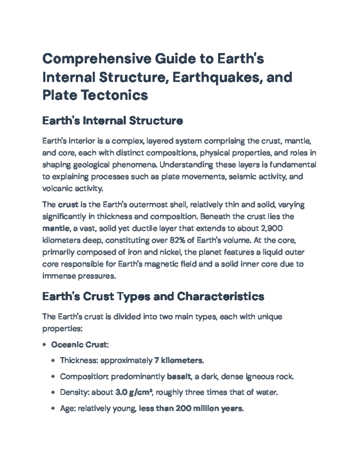 Comprehensive Guide to Earth's Internal Structure & Plate Tectonics ...