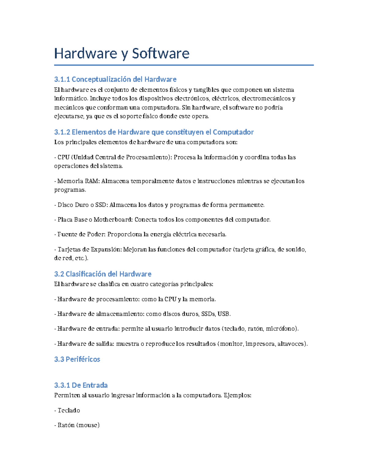 Tarea de Hardware y Software: Conceptos y Clasificaciones Esenciales - Studocu
