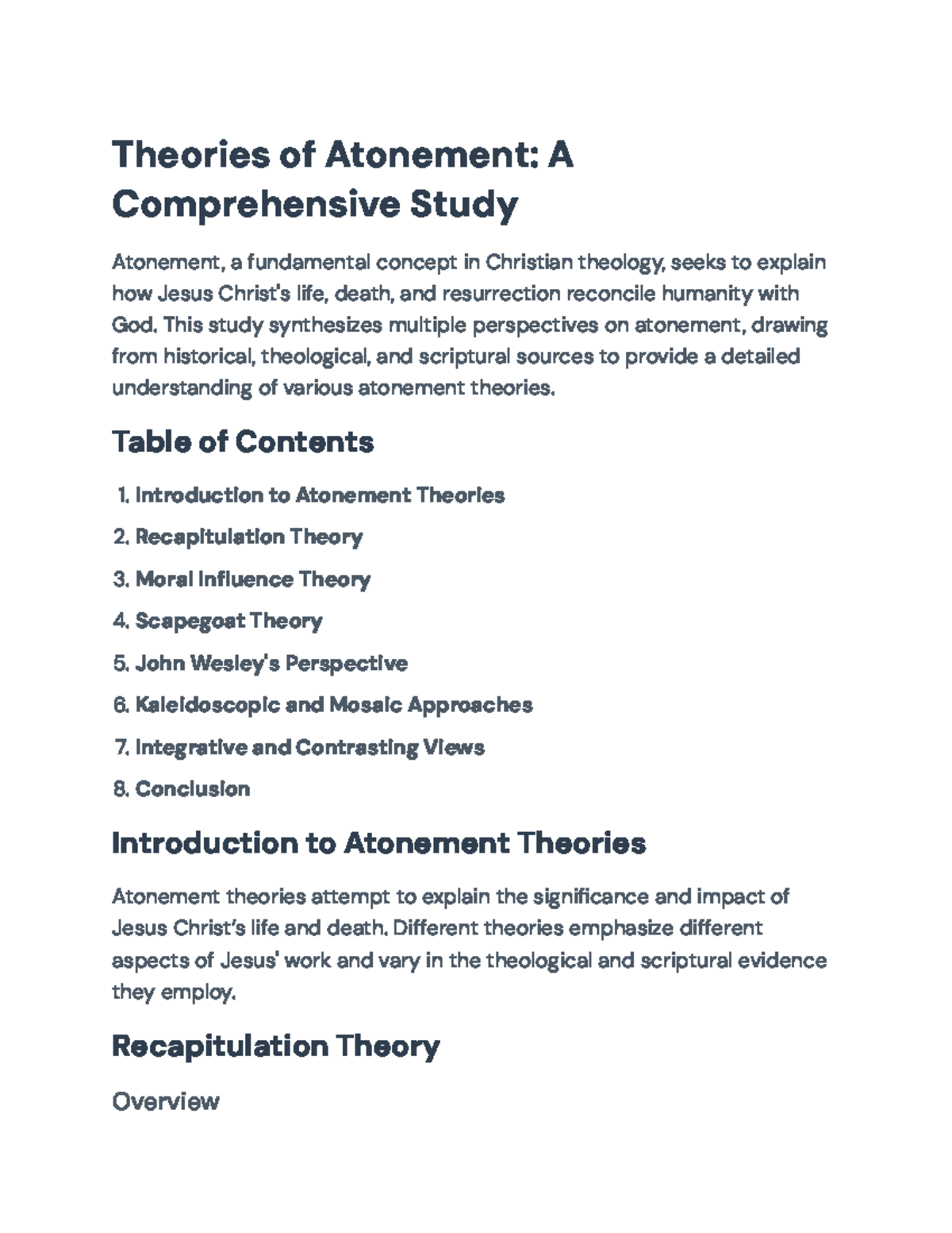 Theories of Atonement: Comprehensive Study of Christian Perspectives ...