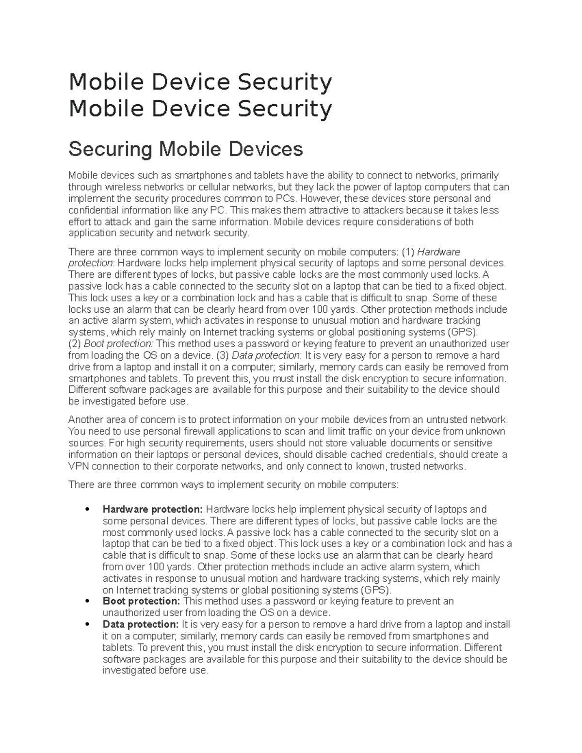 Mobile Device Security: Key Strategies for Protection and Safety - Studocu