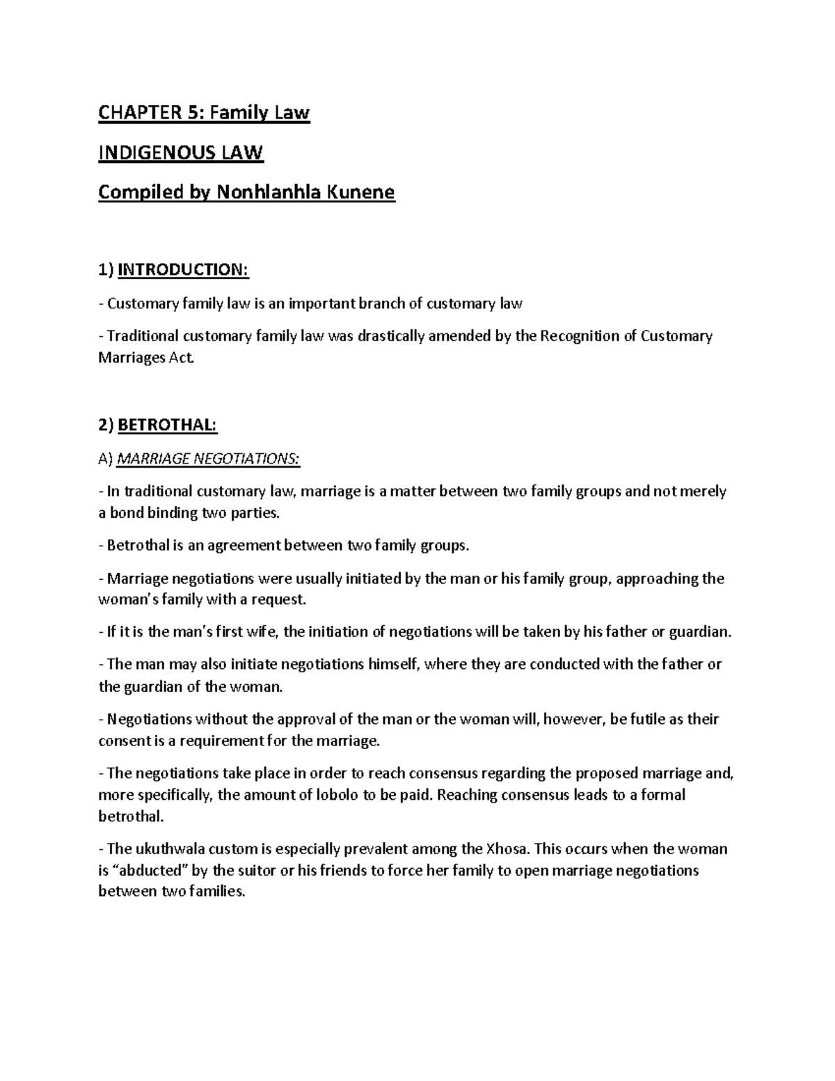 Chapter 3: Recognition and Application of Customary Law in SA (IL 03 ...
